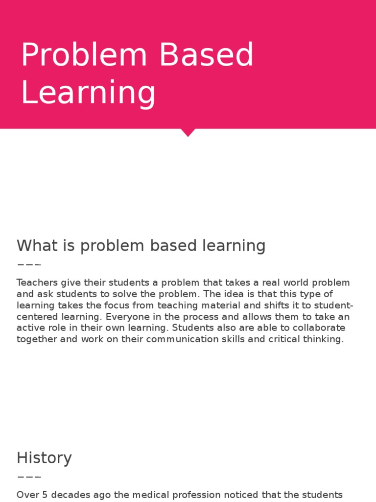 Problem Based Learning | PDF | Educational Psychology | Teachers