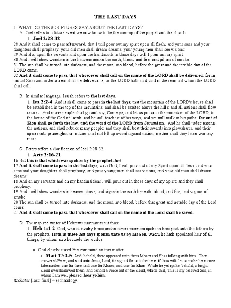 The LAST DAYS Sermon and Outline by Charles A. Yawn | Eternal Life ...