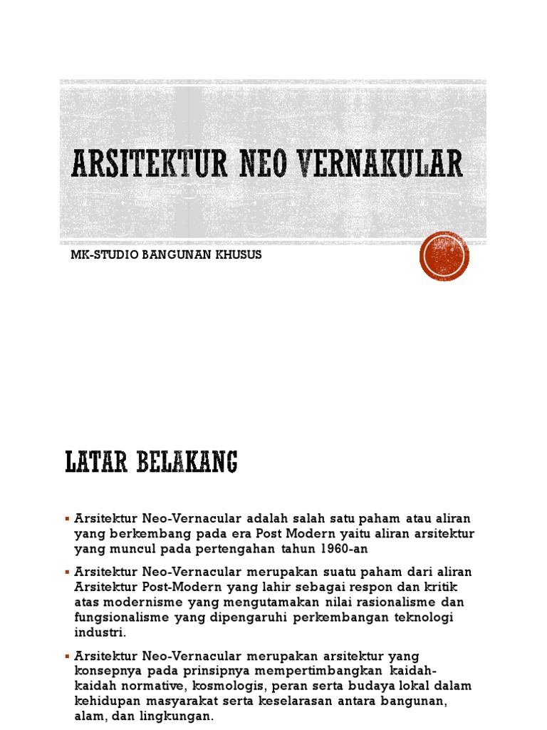 Arsitektur Neo Vernakular | PDF