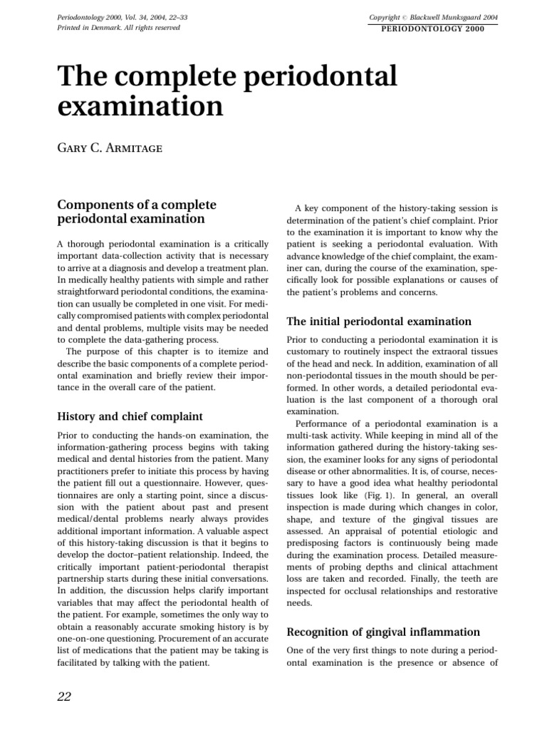 Complete Periodontal Examination | PDF