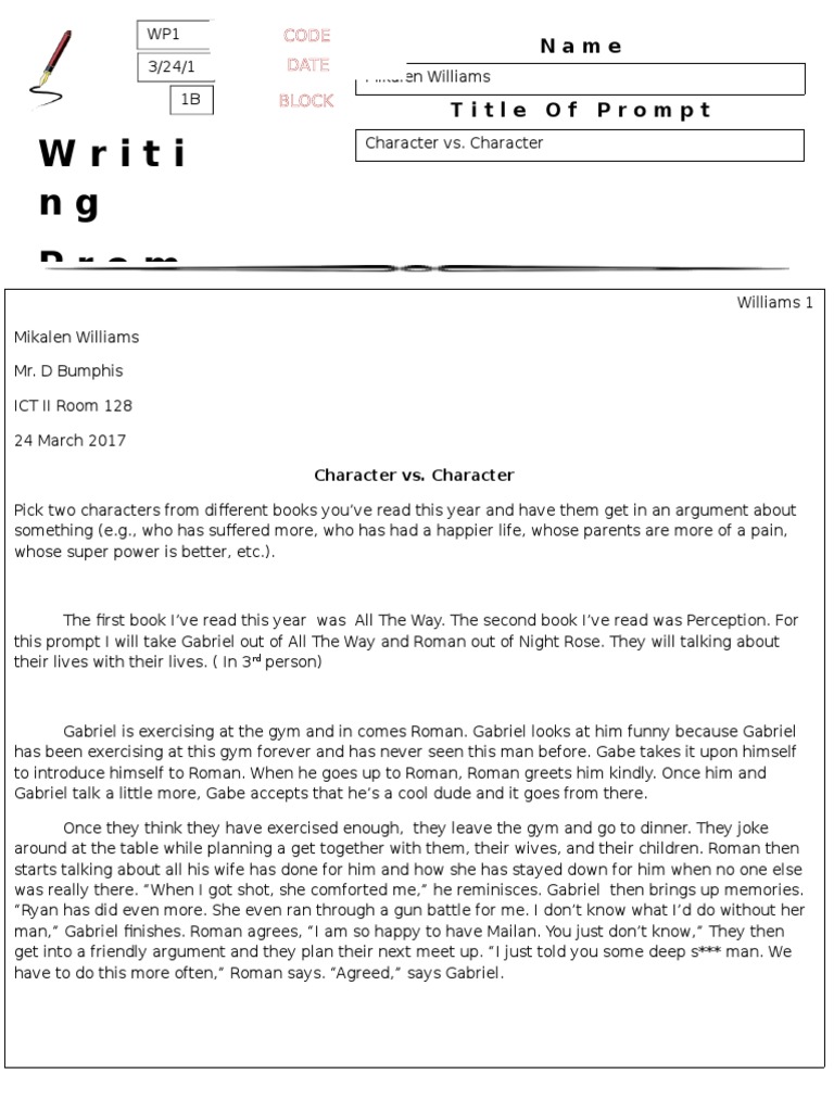 Mikalen CVC Writing Prompt | PDF