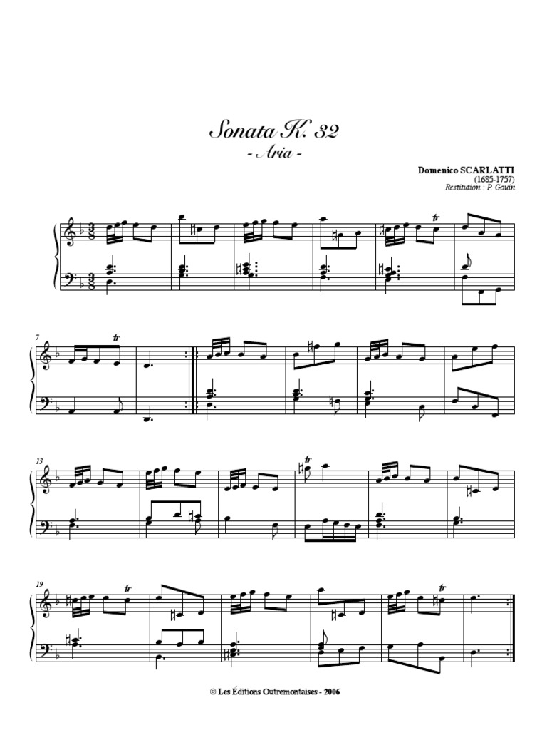 Scarlatti Sonata K32 PDF | PDF | Musique classique