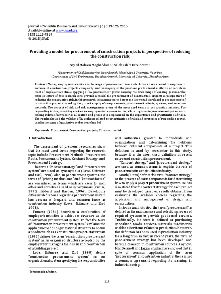 Providing A Model For Procurement of Construction Projects in ...
