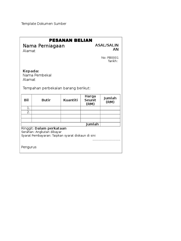 Template Dokumen Sumber | PDF