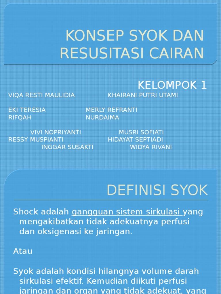 Judul Resmi: "Konsep Syok dan Resusitasi Cairan pada Pasien Gawat ...