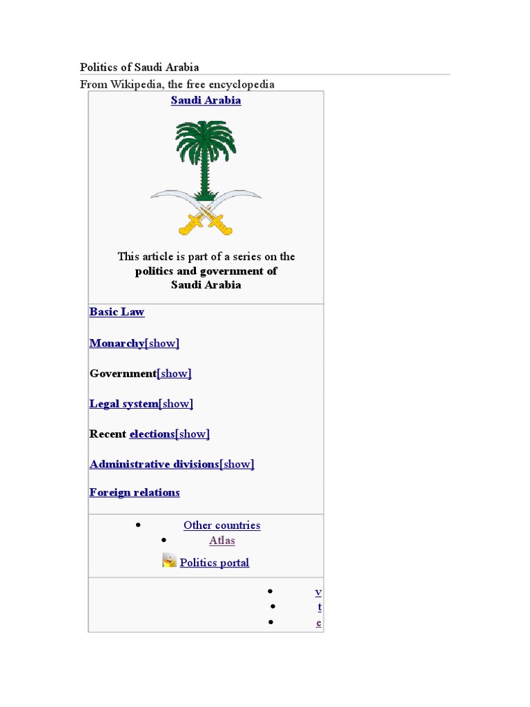 Politics of Saudi Arabia | PDF | House Of Saud | Saudi Arabia