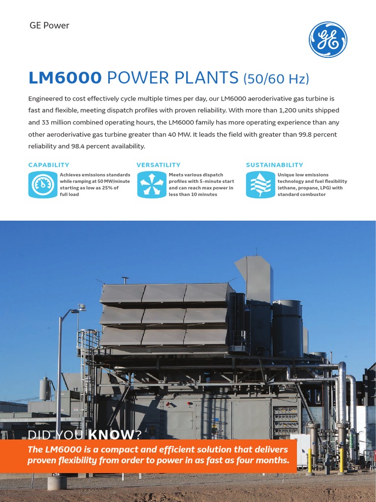 Lm6000 Power Plants | Gas Turbine | Natural Gas