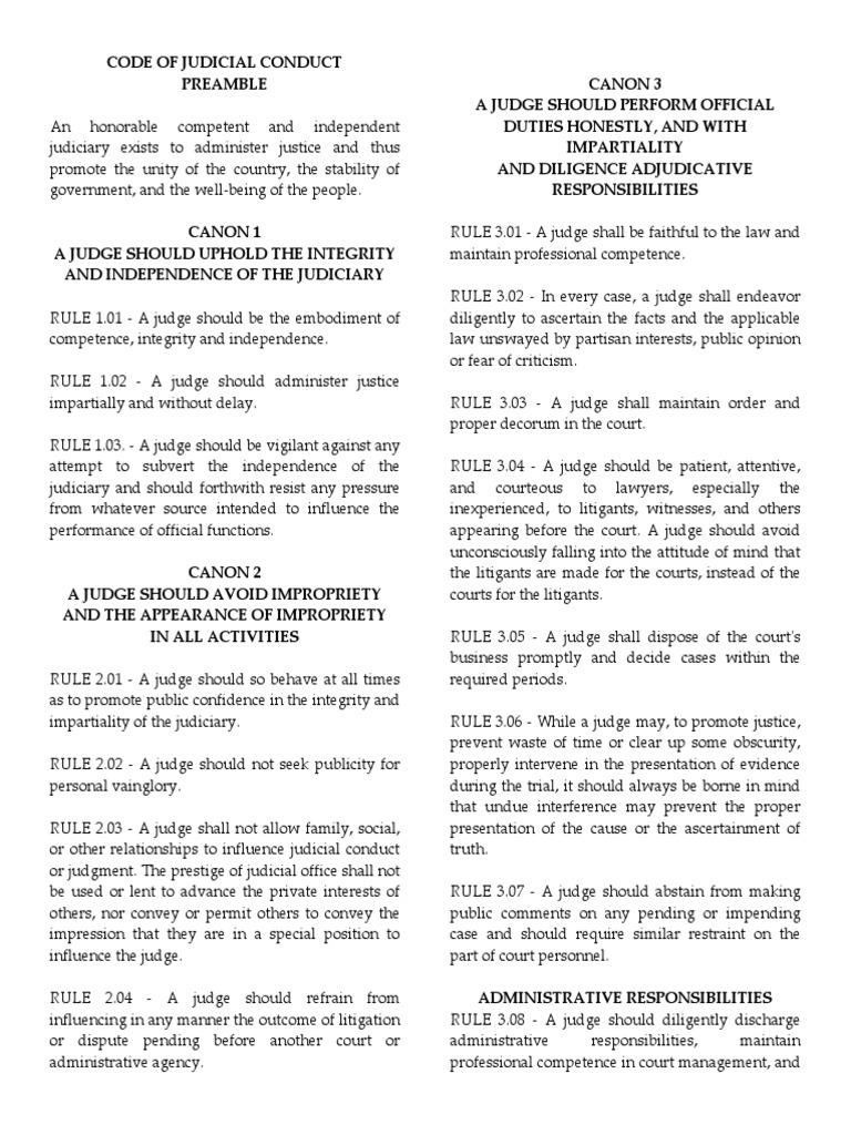 Code of Judicial Conduct | PDF | Judge | Judiciaries