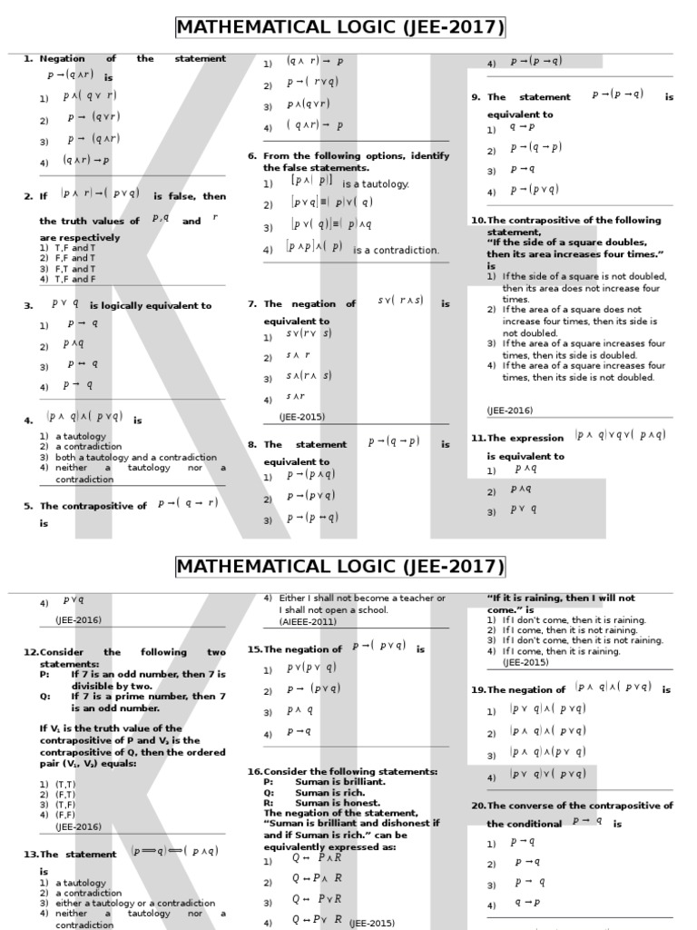 Mathematical Logic Pdf Contradiction Logical Consequence 