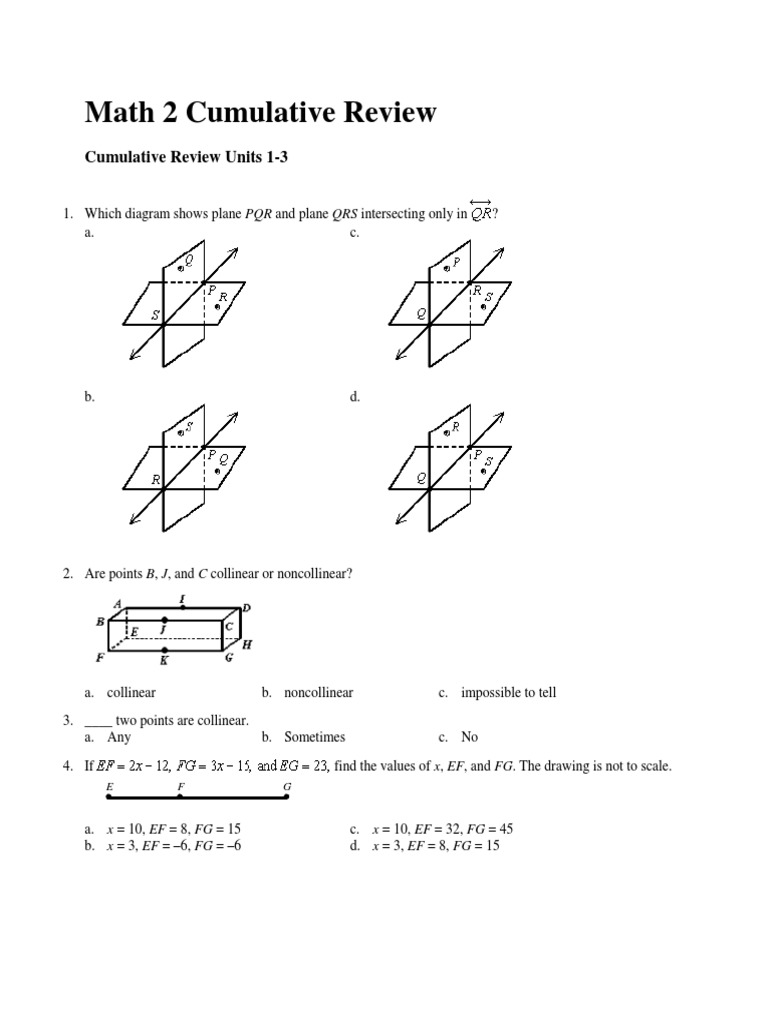 Cumulative Review Units 1-3 | PDF | Classical Geometry | Euclidean Geometry