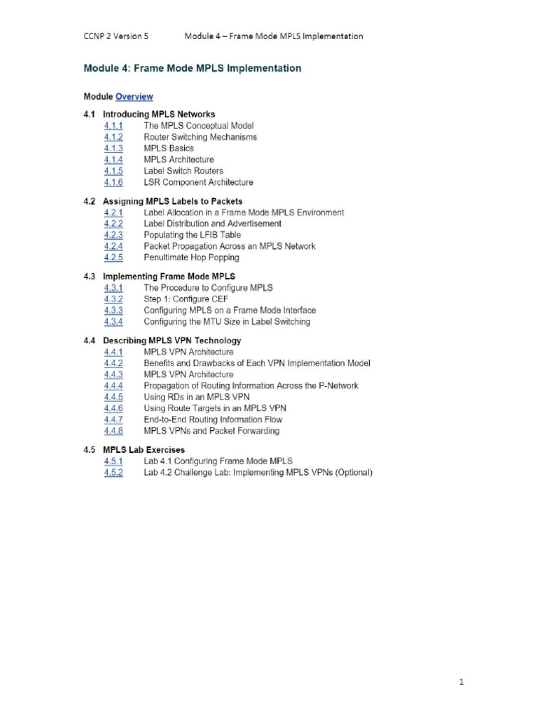 CCNP 2 Version 5 Module 4 - Frame Mode MPLS Implementation | PDF