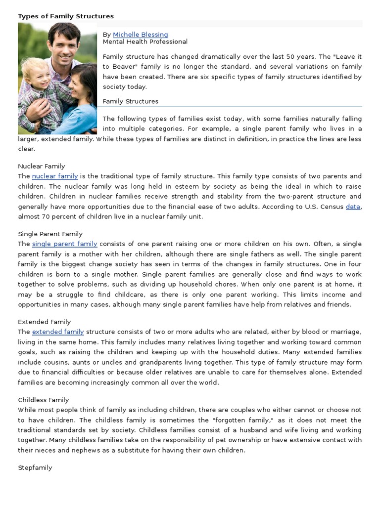 Types of Family Structures V3 | PDF | Single Parent | Family