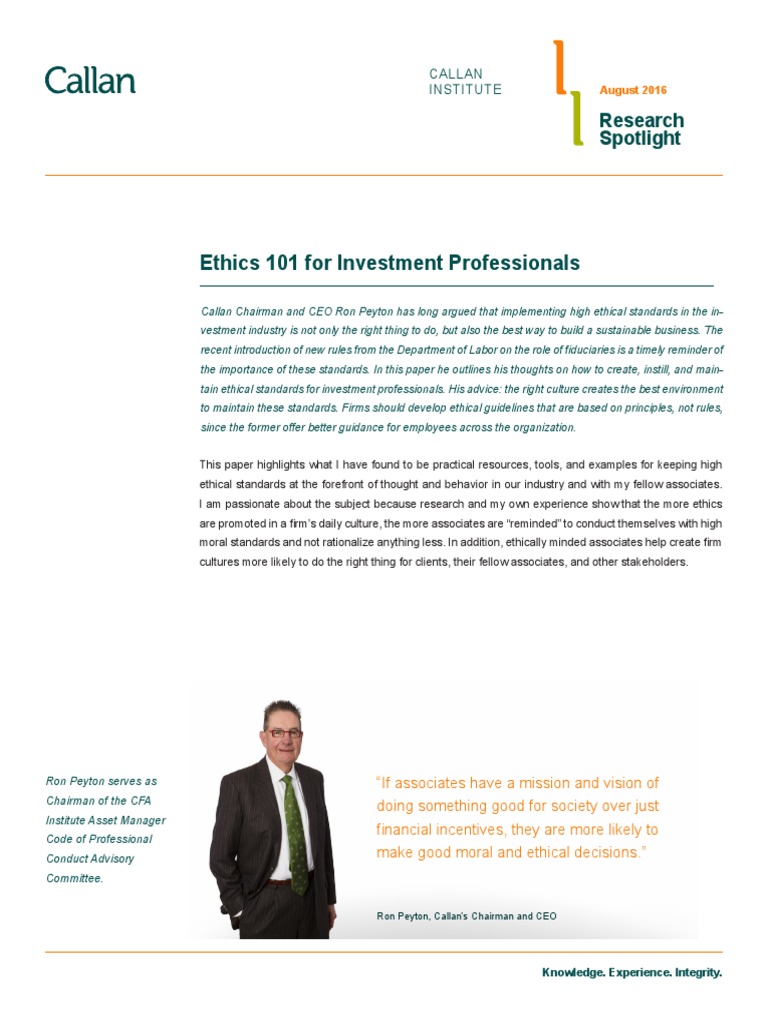 Ethics 101 | PDF | Investment Management | Value (Ethics)