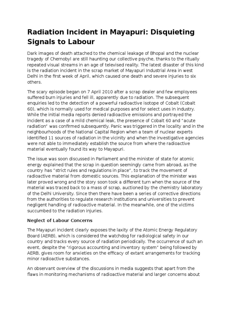 Radiation Incident in Mayapuri DM | PDF | Scrap | Nuclear Power