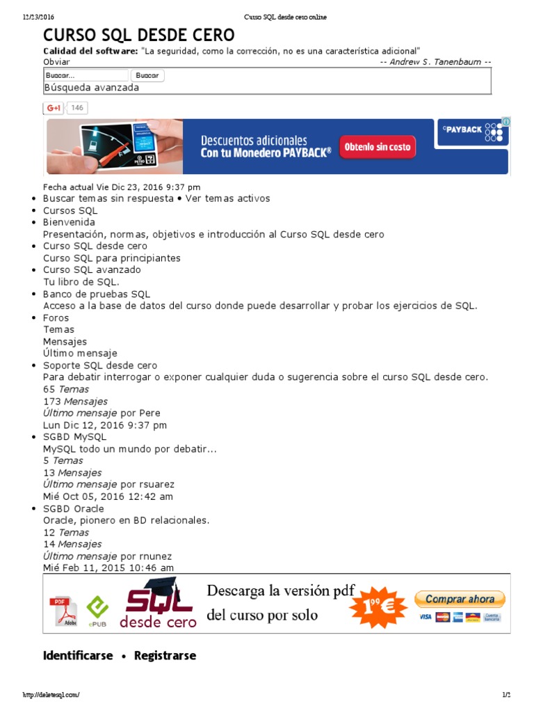 Curso SQL Desde Cero Online | PDF | SQL | Bases de datos