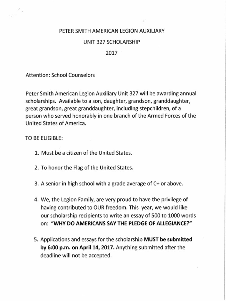 Peter Smith Aux Scholarship | PDF