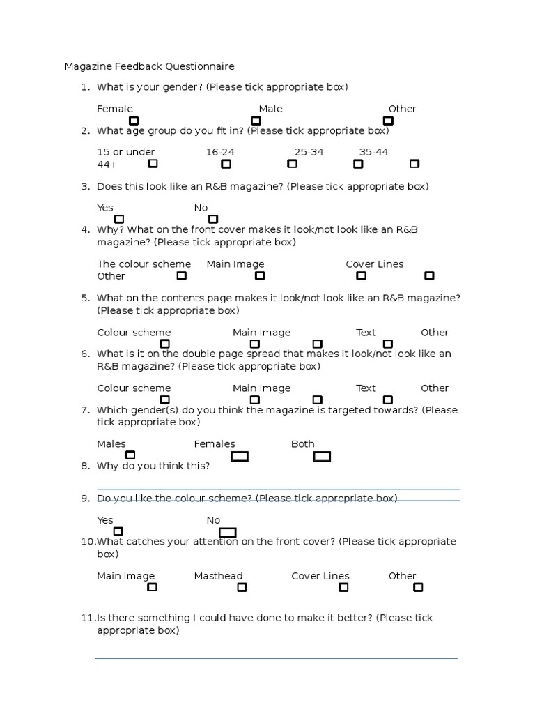 Audience Feedback Questionnaire | PDF