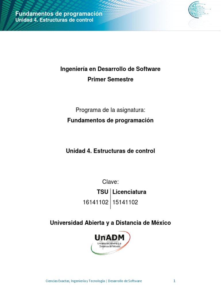 Unidad 4. Estructuras de Control | PDF | Algoritmos | Lenguaje de ...