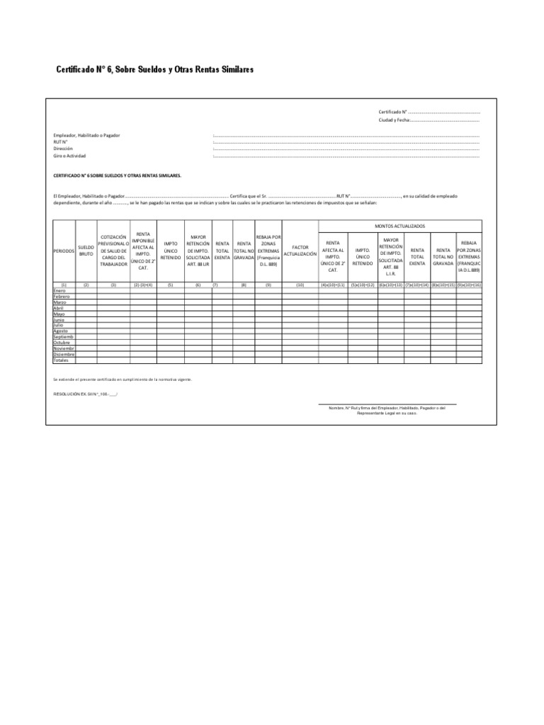 Certificado de Sueldos | Impuesto sobre la renta | Impuestos | Prueba ...