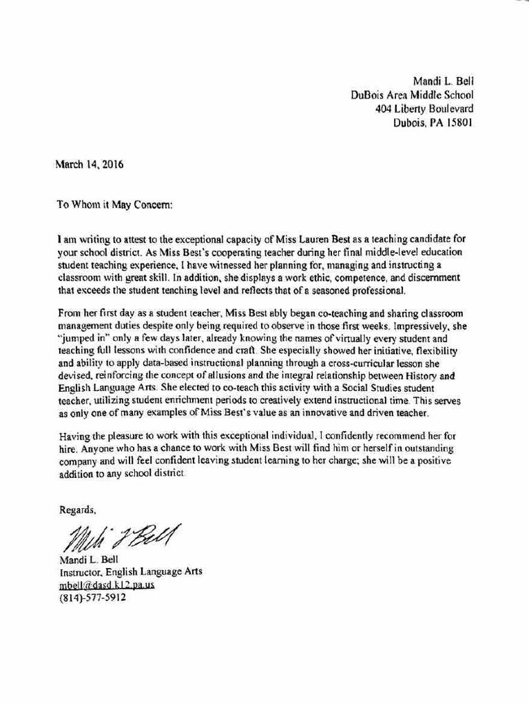Bell Reference Letter | PDF