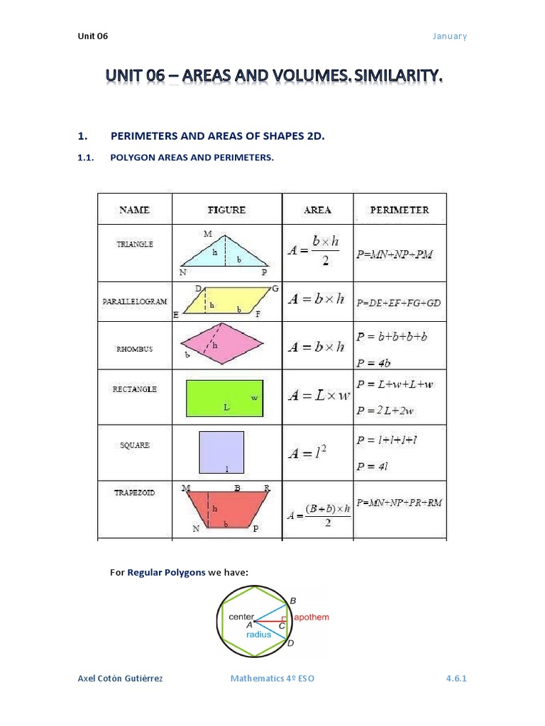 4 ESO Academics - UNIT 06 - AREAS AND VOLUMES. SIMILARITY. | PDF | Area | Sphere
