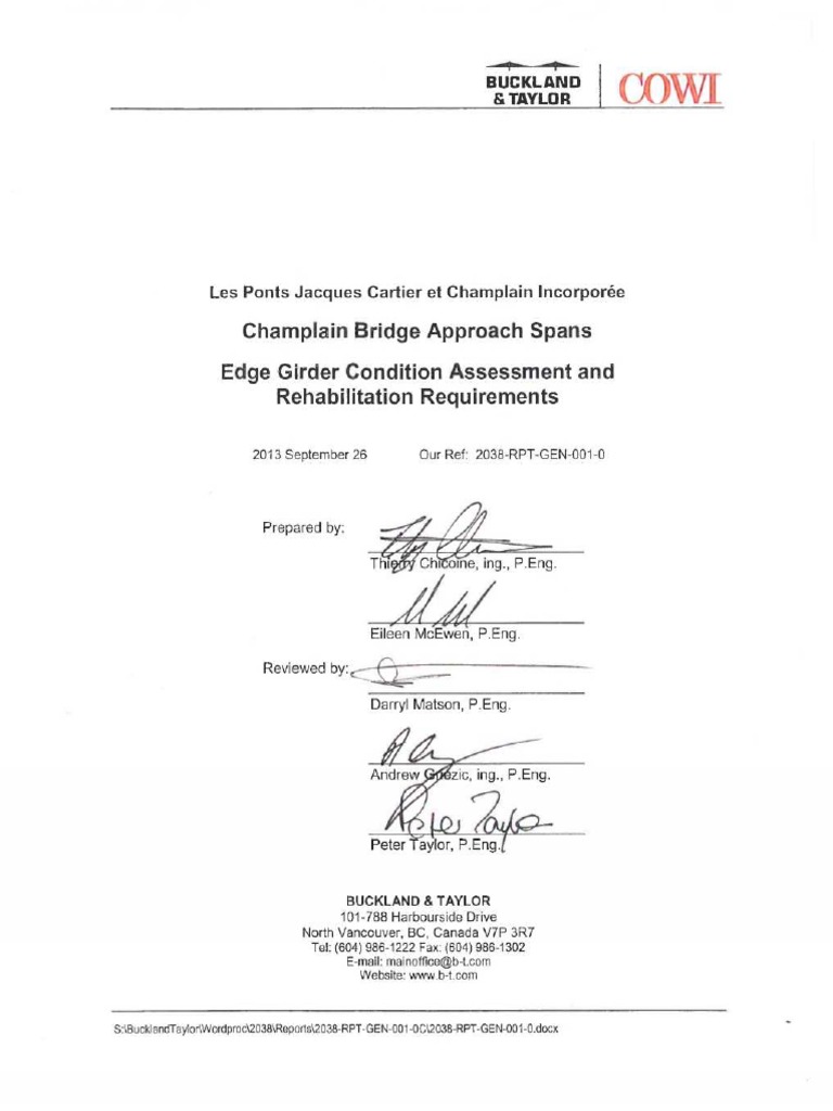 Champlain Bridge Design Report | PDF | Prestressed Concrete ...