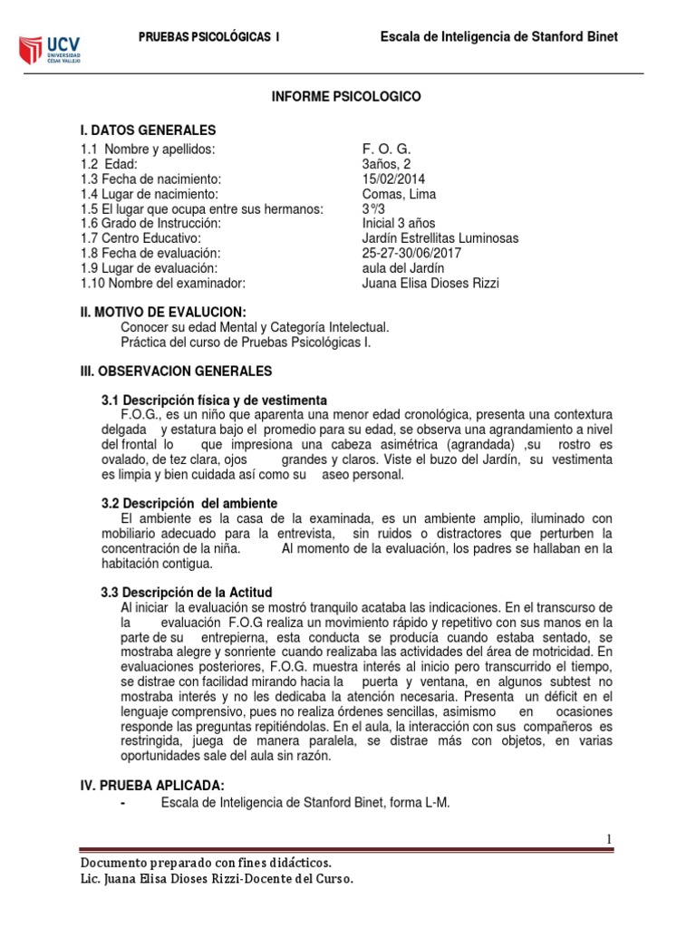 Modelo Informe Stanford Binet | PDF | Epistemología | Cognición