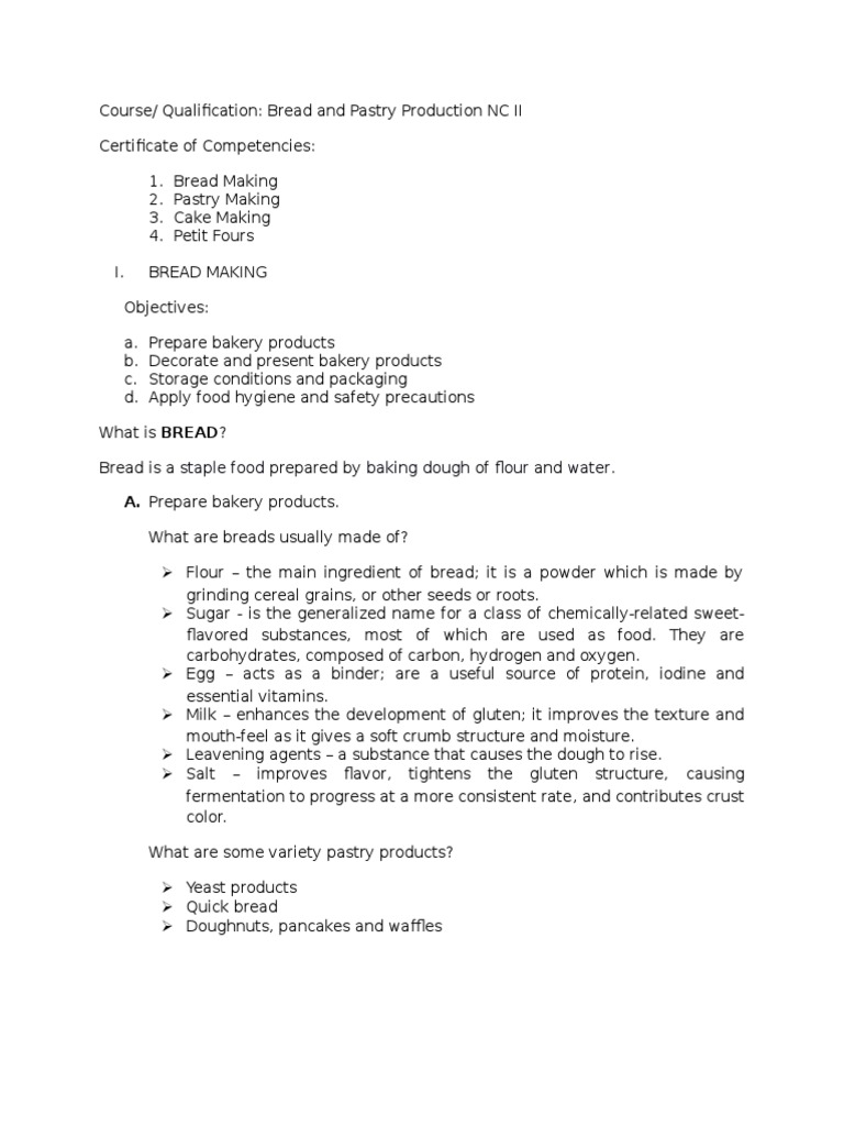 Bread Making Handout | PDF | Breads | Dough