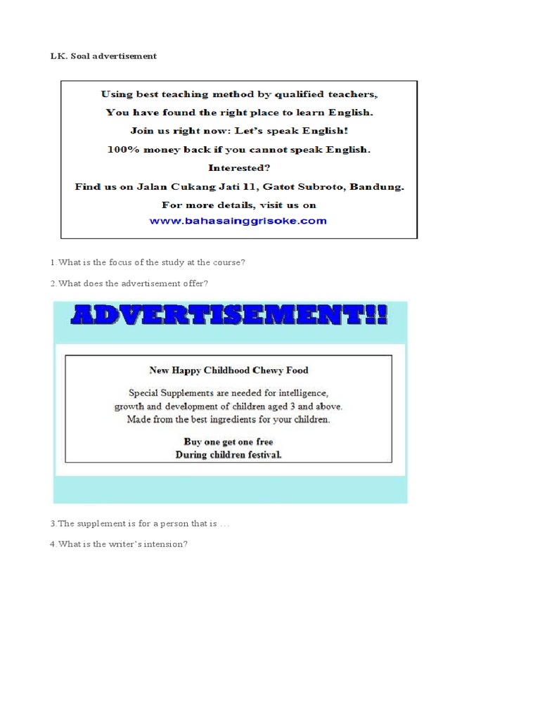 Soal Advertisement | PDF