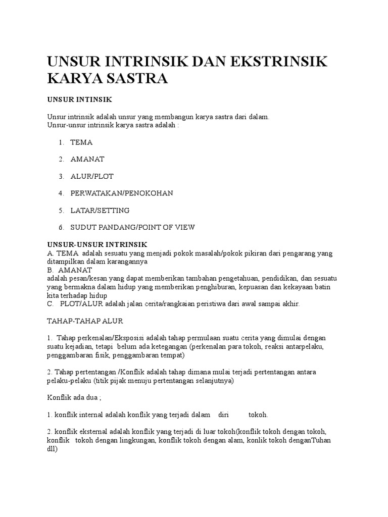 Unsur Intrinsik Dan Ekstrinsik Karya | PDF