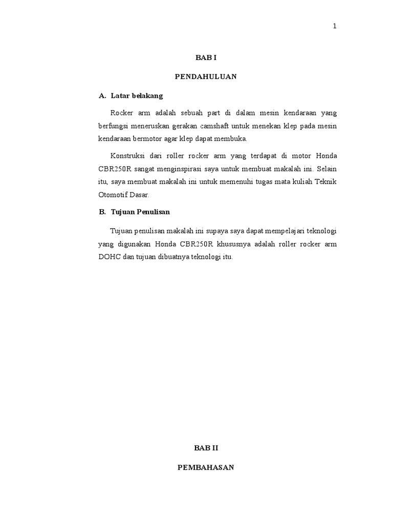 DOHC Roller Rocker Arm Honda CBR 250 | PDF