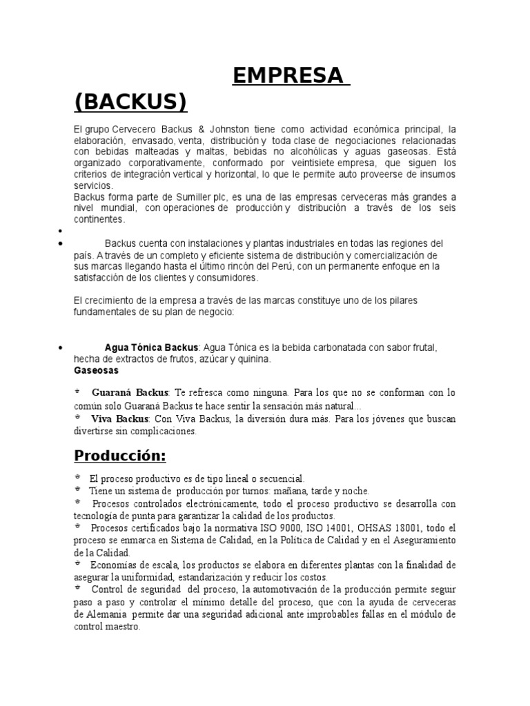 Empresa Backus | Calidad (comercial) | Desarrollo sostenible