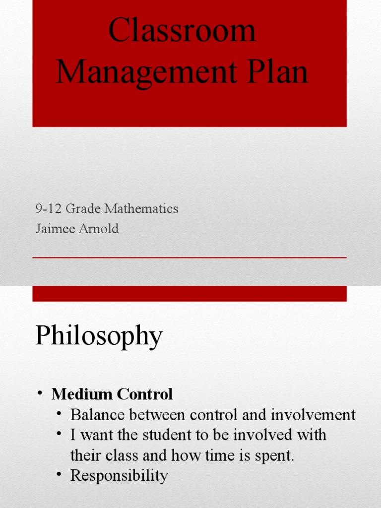 Classroom Management Plan | PDF | Classroom | Classroom Management