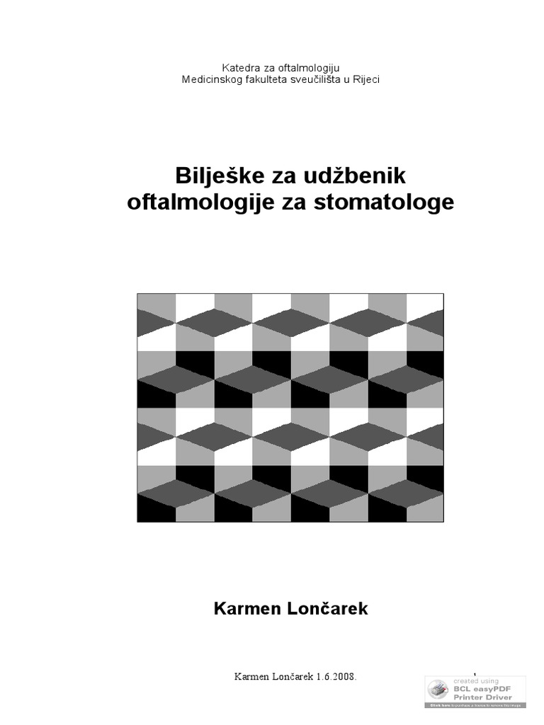 Biljeske Za Udzbenik Oftalmologije Za Stomatologe PDF | PDF