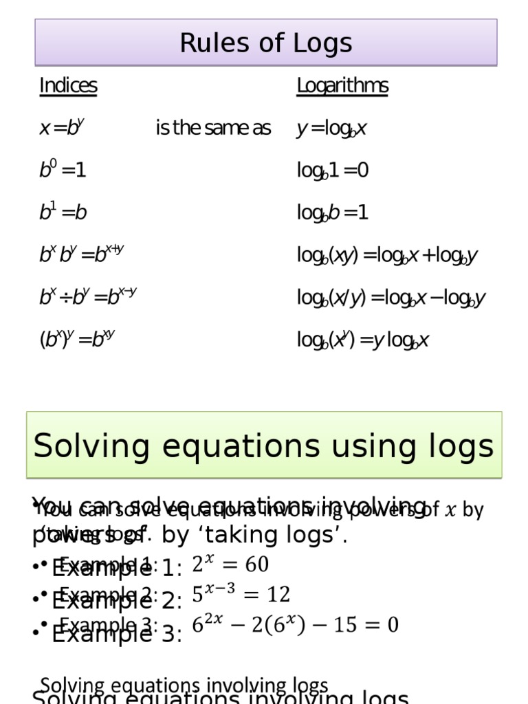 Rules of Logs Rules of Logs | PDF