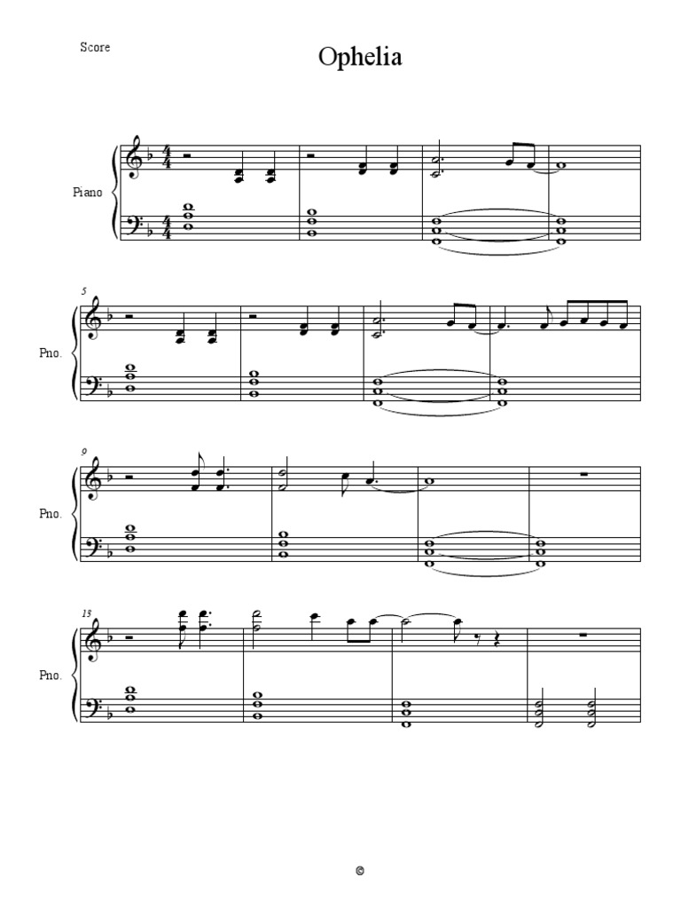 Ophelia Piano Easy | PDF