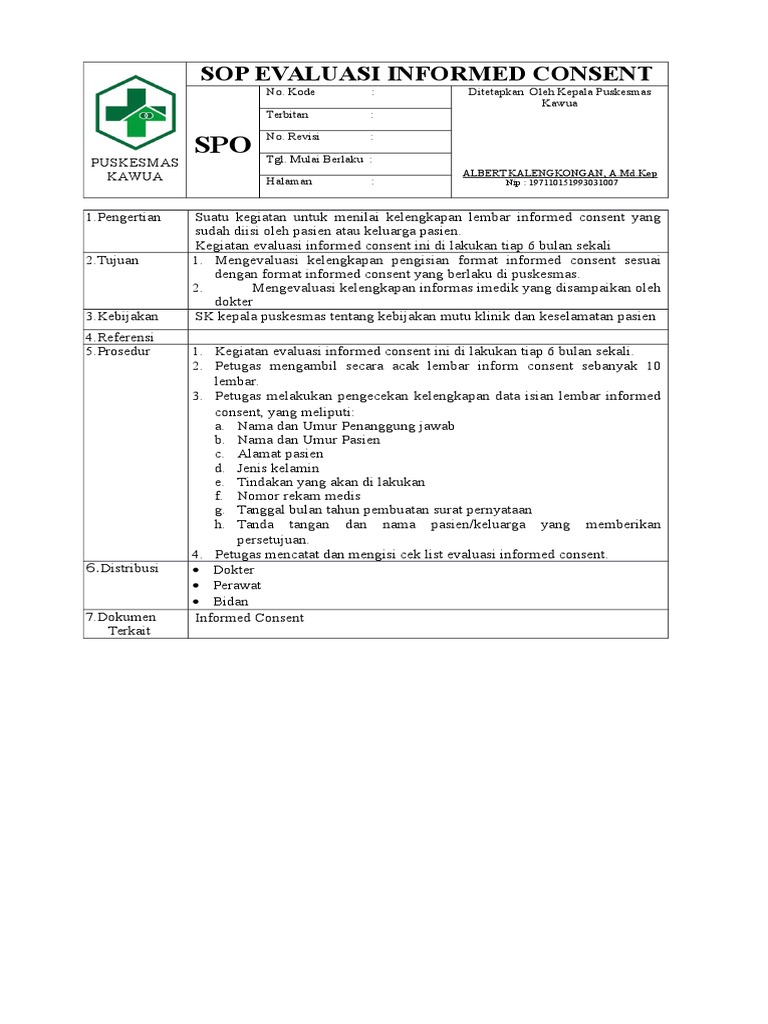 SOP Evaluasi Informed Consent | PDF