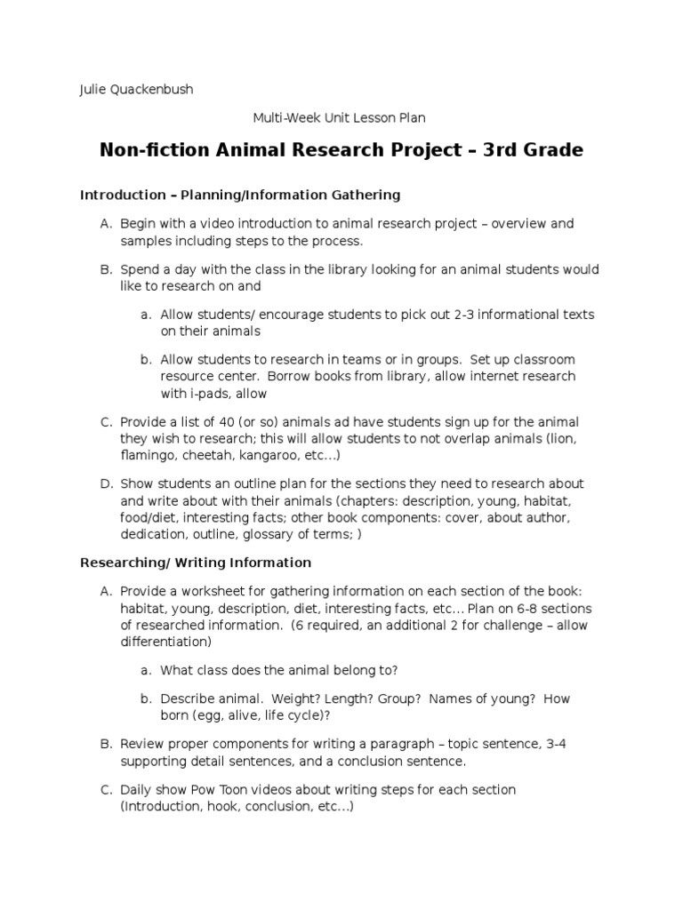 Non-Fiction Animal Research Project - 3rd Grade: Introduction ...