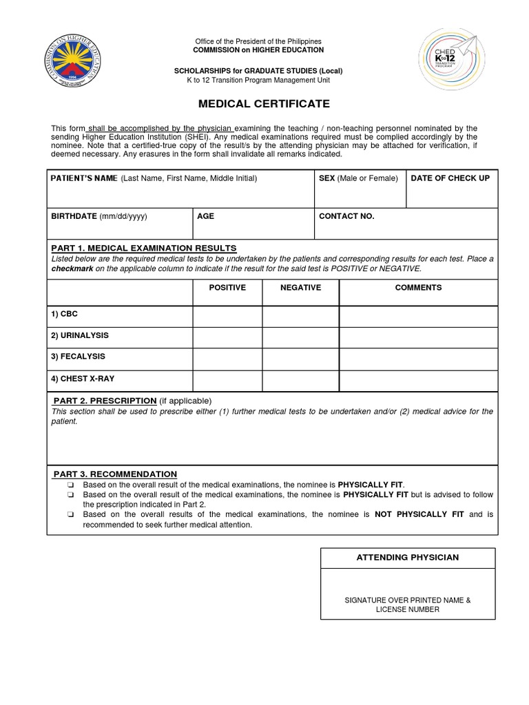 SGS - Medical Certificate Template | PDF