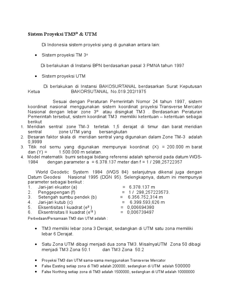 Sistem Proyeksi TM3 | PDF