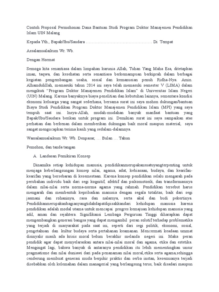 Proposal Permohonan Dana Studi S3 MPI | PDF