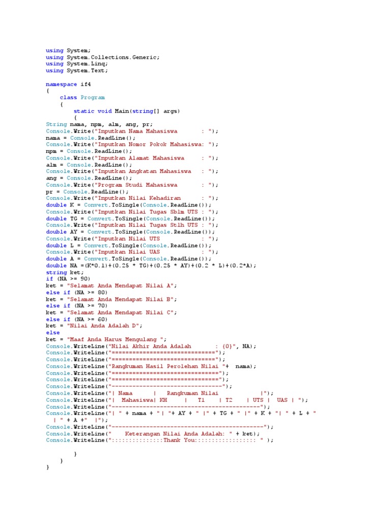 Using Using Using Using Namespace Class Static Void String Pdf 