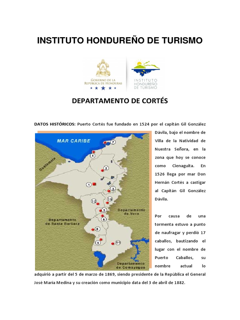 Mapa y Municipios del Departamento de Cortés | PDF