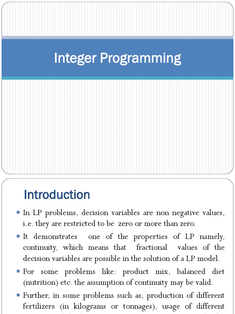 Integer Programming PDF | PDF | Mathematical Optimization ... Integer Programming PDF | PDF | Mathematical Optimization ...