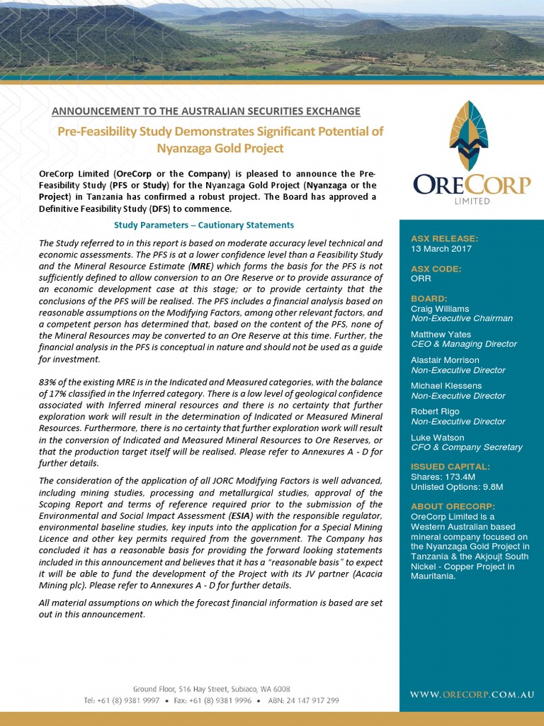 Pre-Feasibility Study Demonstrates Significant Potential of Nyanzaga ...