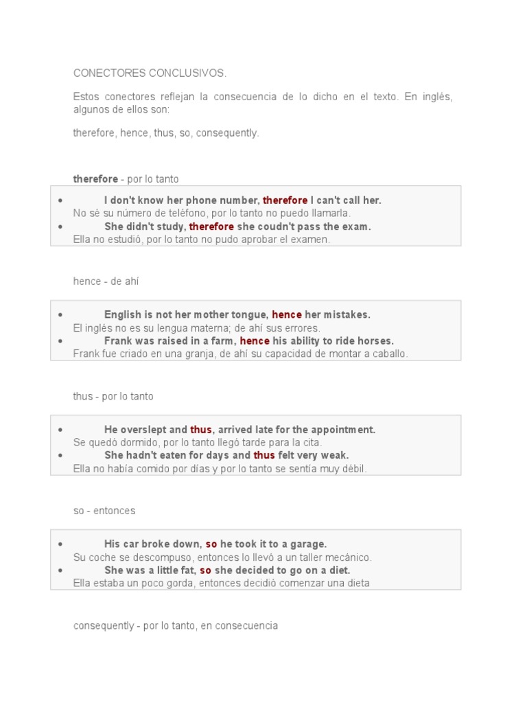 Conectores Conclusivos | PDF