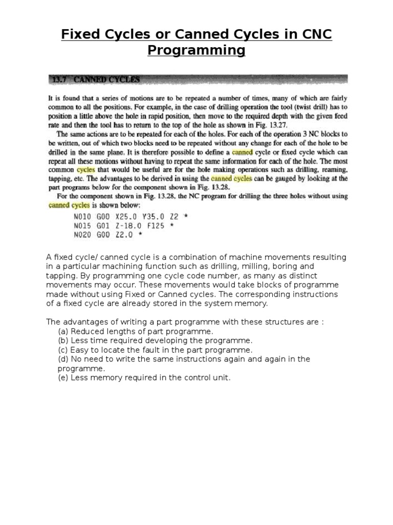 Canned Cycles or Fixed Cycles (ANB) | PDF