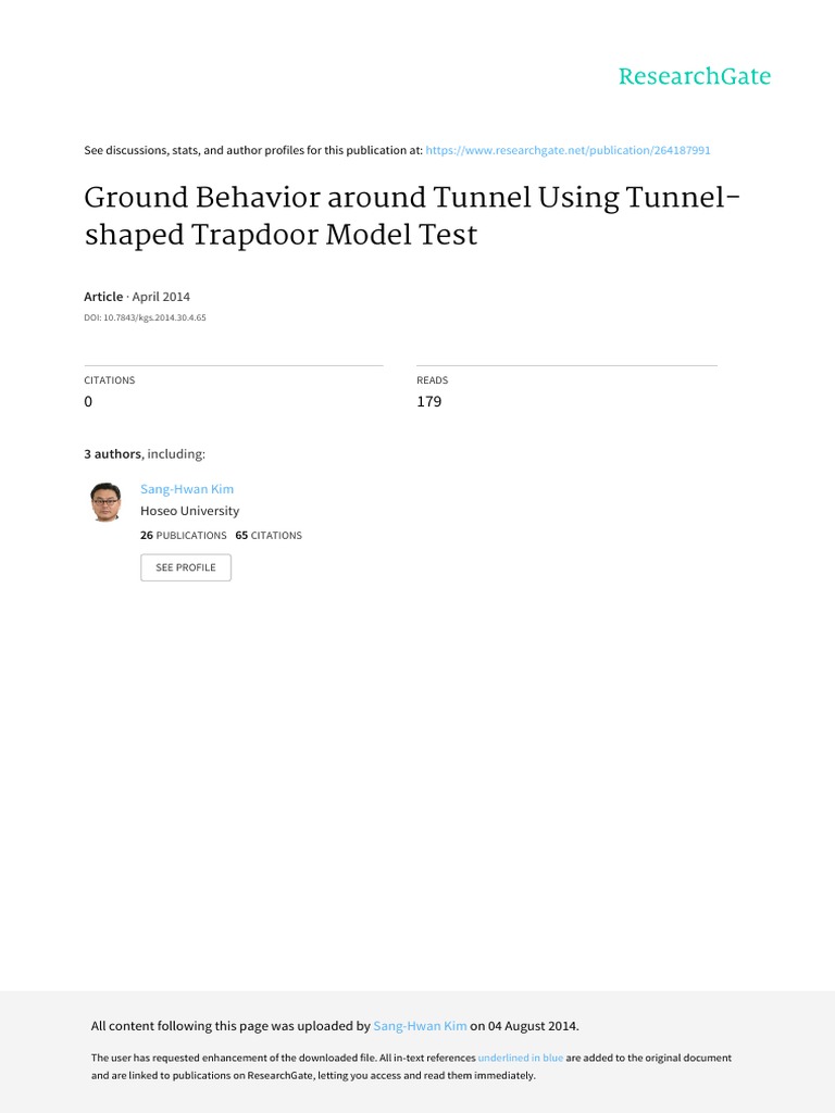 Ground Behavior Around Tunnel Using Tunnel-Shaped Trapdoor Model Test | PDF