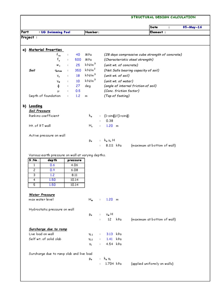 ES - Swiming Pool Calculation | PDF | Pascal (Unit) | Pressure