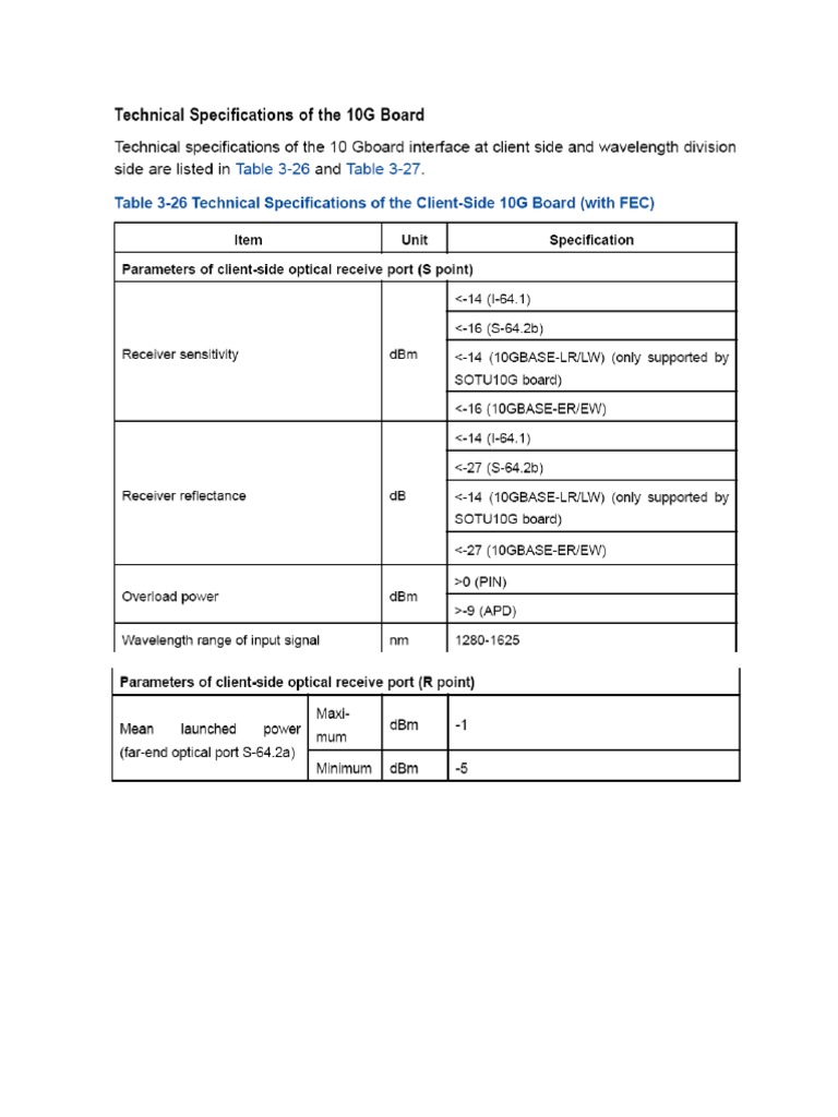 Technical Specifications DWDM Boards | PDF